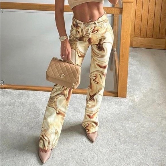 Zara | Jeans | Nwt Zara Mid Rise Straight Leg Marble Print Jeans | Poshmark